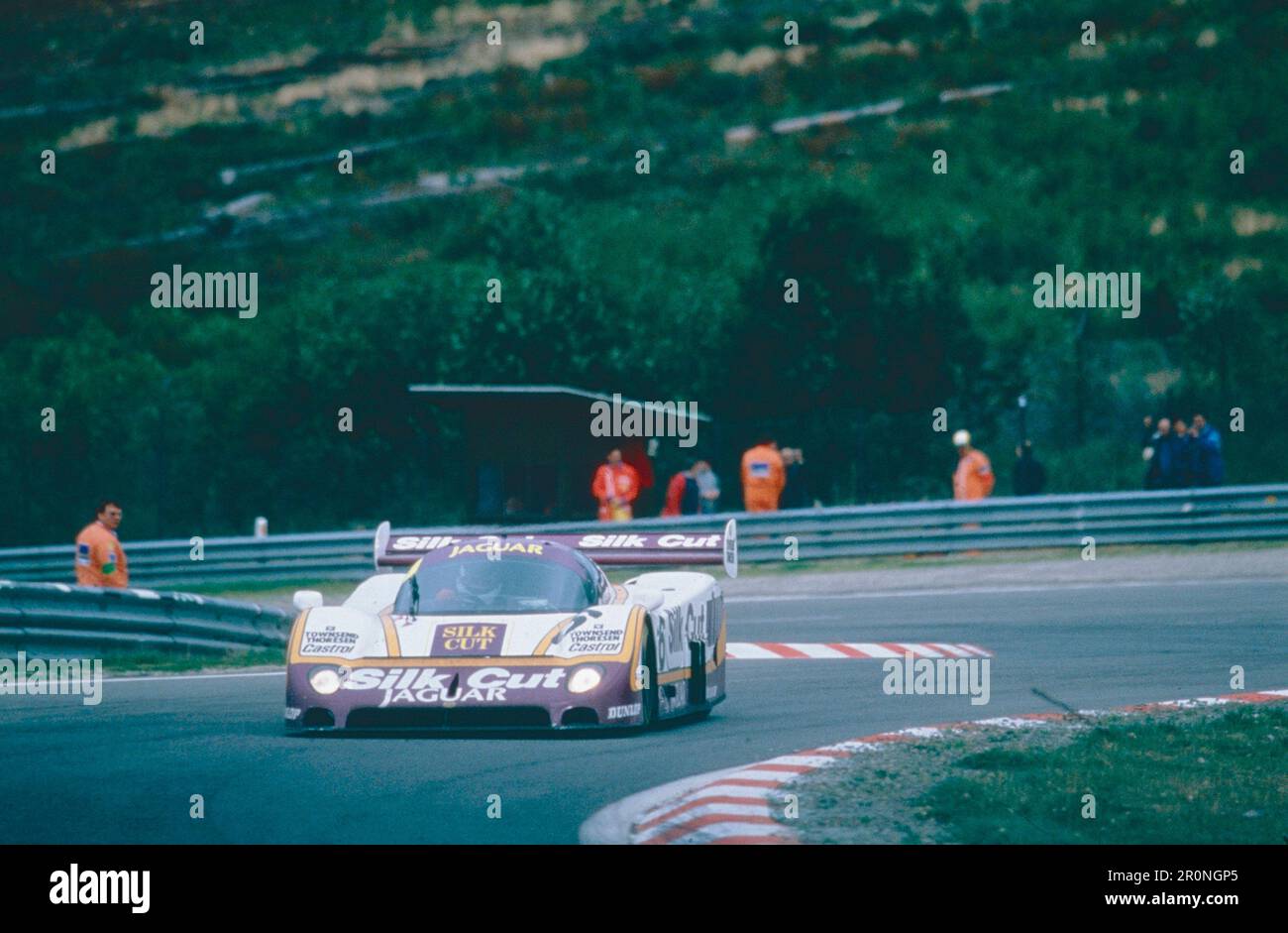 Jaguar XJ220 racing car Silk Cut team, Spa Francorchamps, Belgium 1987 ...