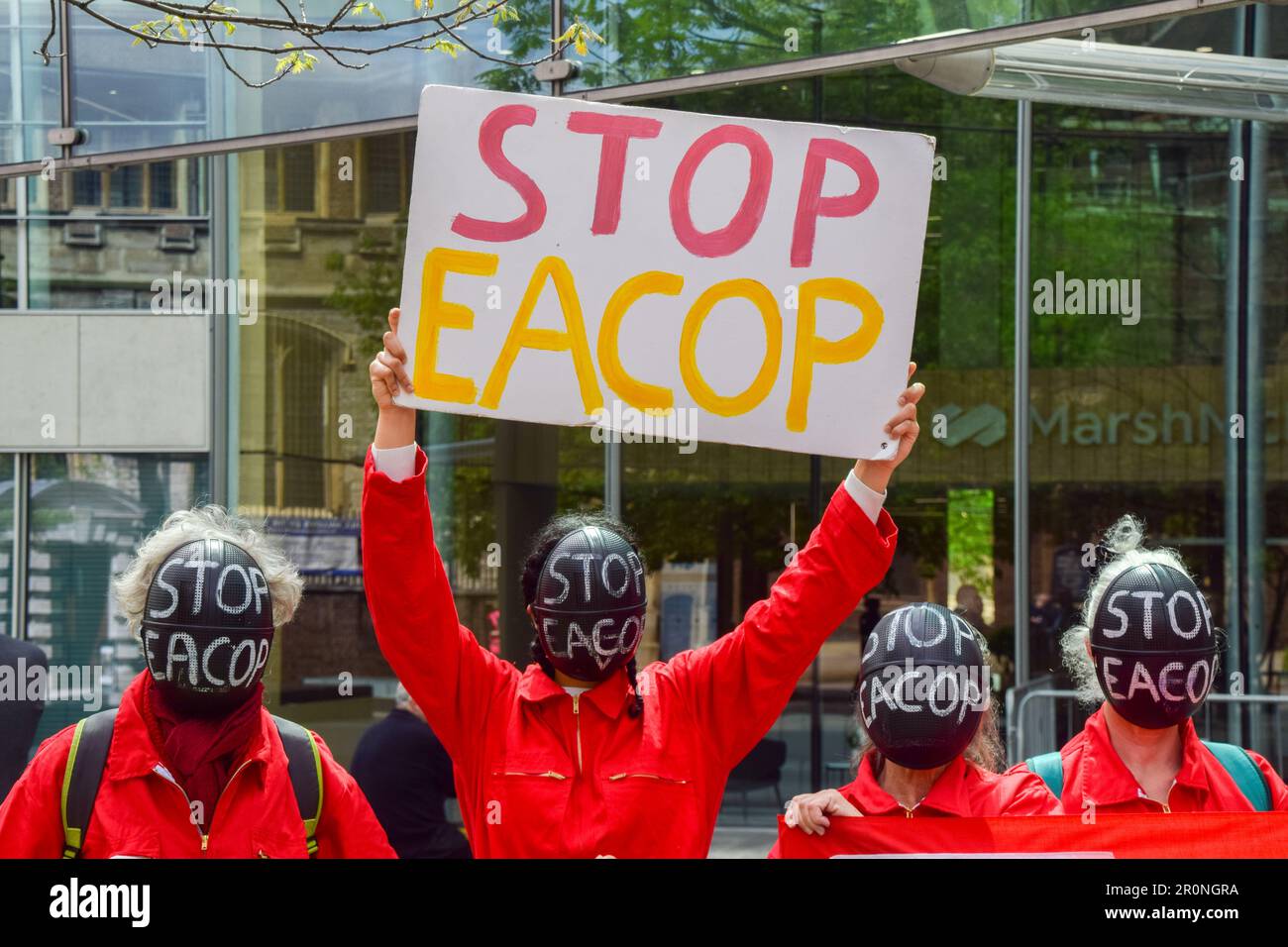 London, UK. 9th May 2023. Activists gathered outside Marsh Insurance ...