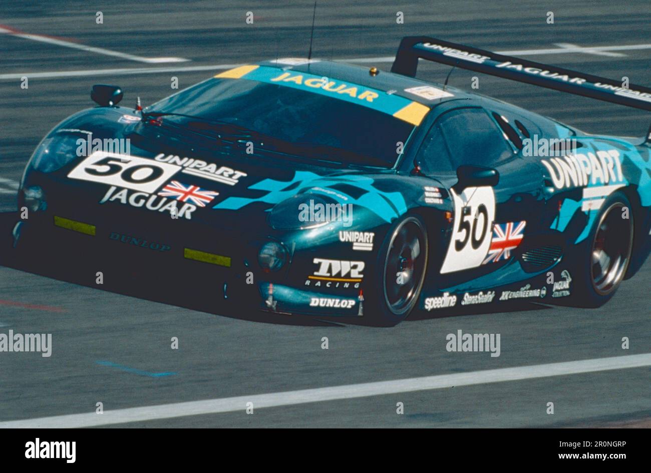Jaguar XJ220 racing car Silk Cut team, Le Mans, France 1993 Stock Photo ...