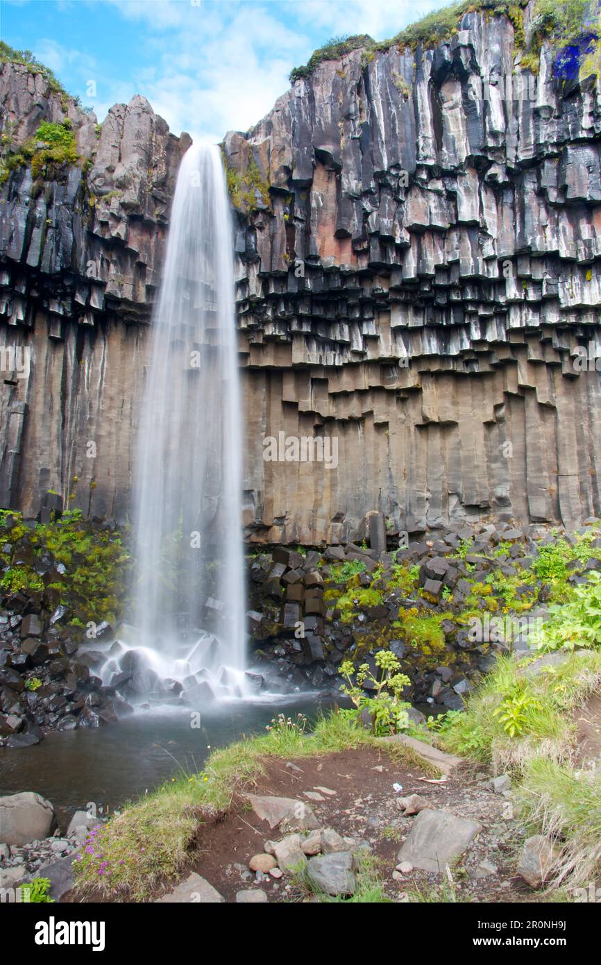 Svartifoss waterfall with basalt columns, Skaftafell National Park ...