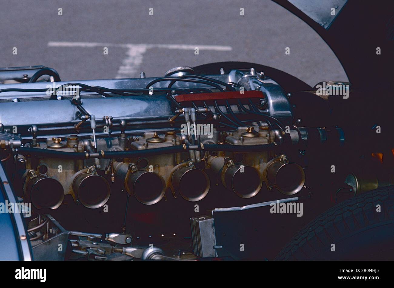 Jaguar car model D-Type Replica engine, 1975 Stock Photo - Alamy