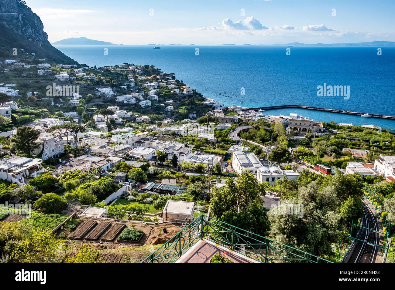 View of Marina Grande and the Funicolare from Capri, Capri Island, Gulf ...