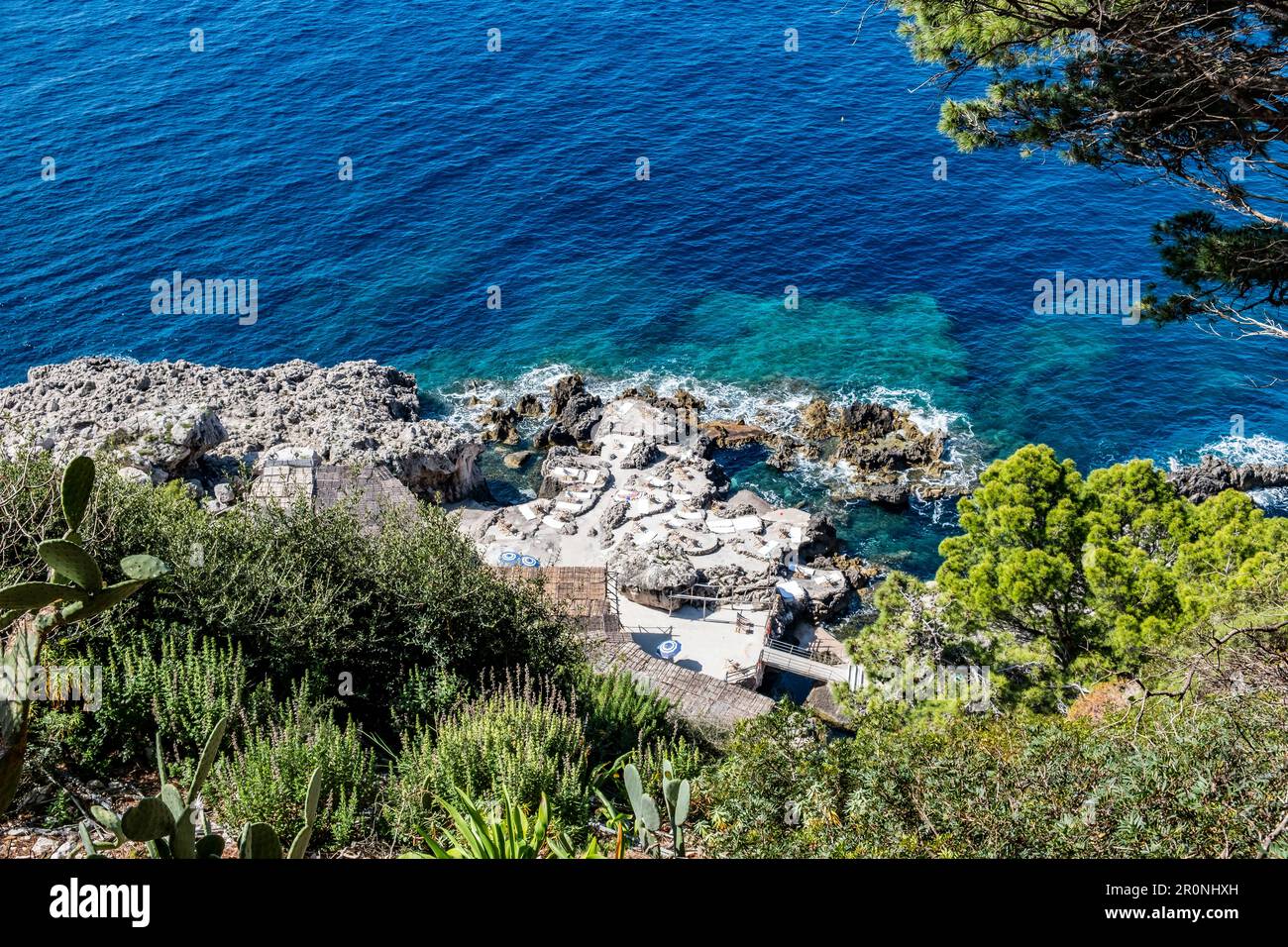 View of the Fontelina bathing establishment, Capri Island, Gulf of ...