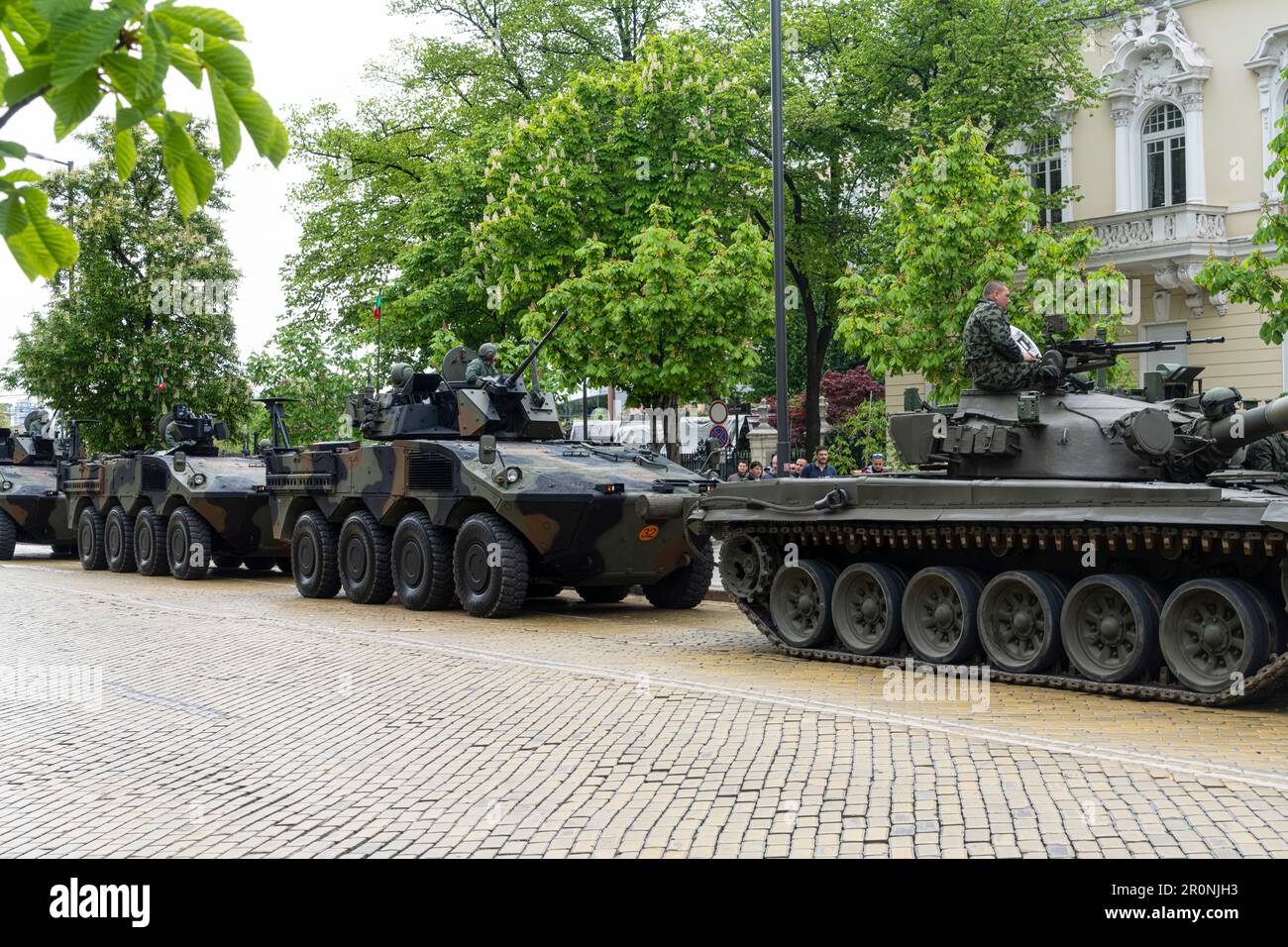 Sofia, Bulgaria. May 6th, 2023. Armored military vehicles lined up for ...