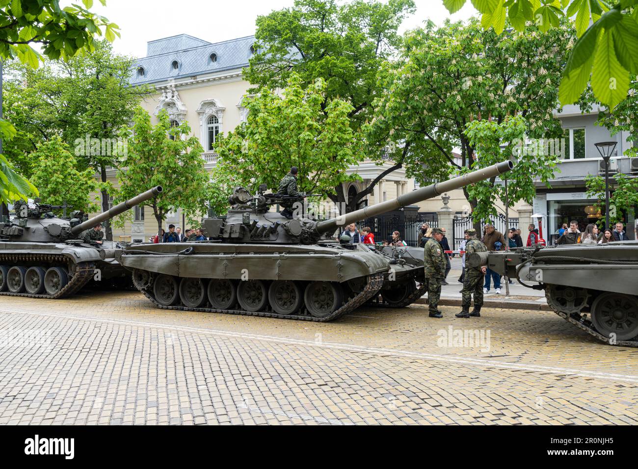 Sofia, Bulgaria. May 6th, 2023. Armored military vehicles lined up for ...