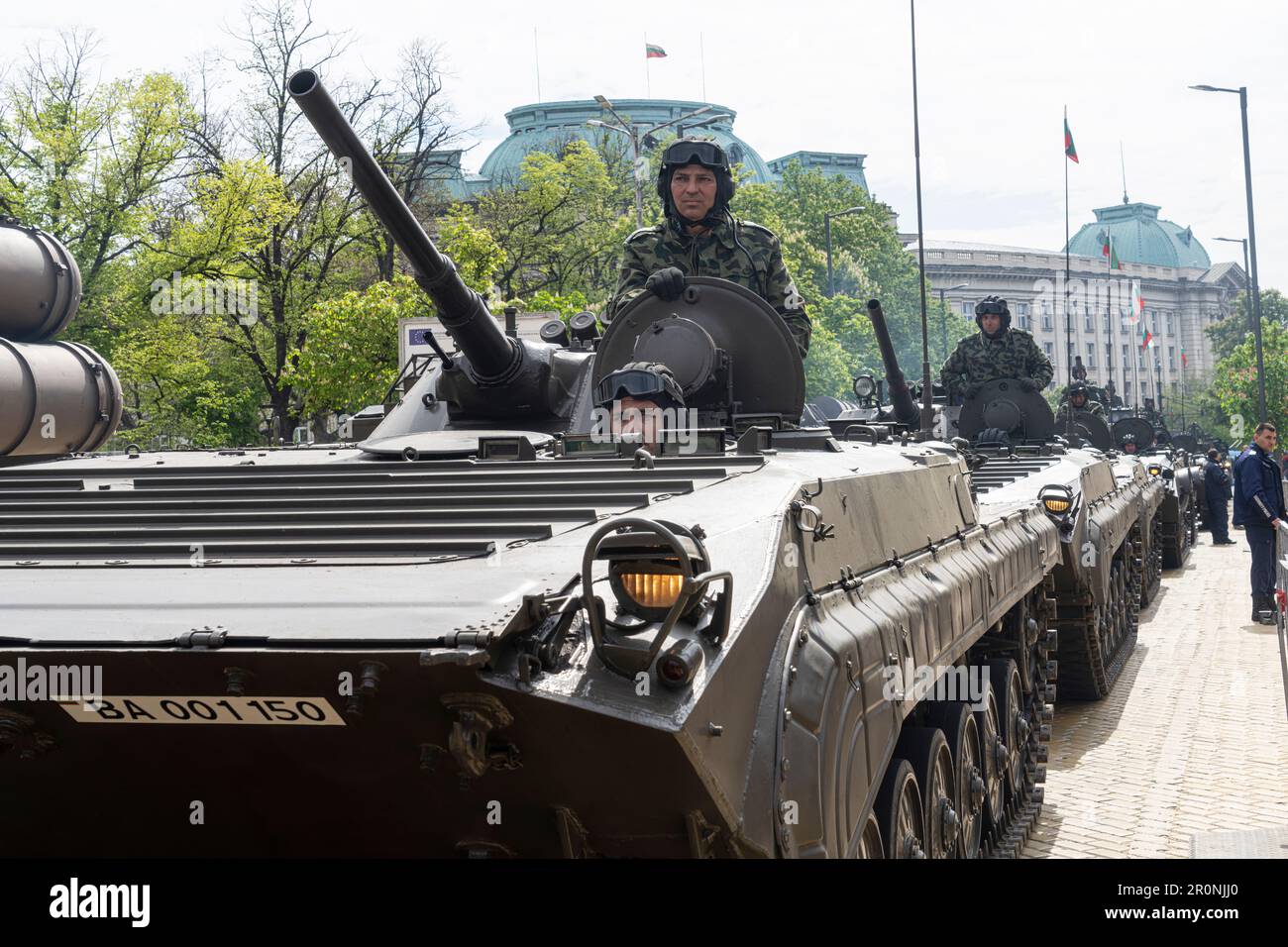Sofia, Bulgaria. May 6th, 2023. Armored military vehicles lined up for ...
