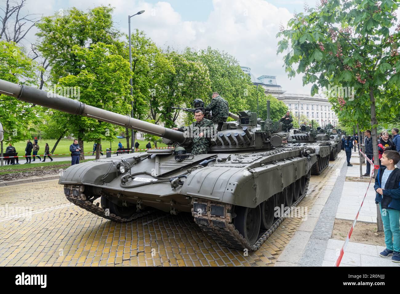 Sofia, Bulgaria. May 6th, 2023. Armored military vehicles lined up for ...