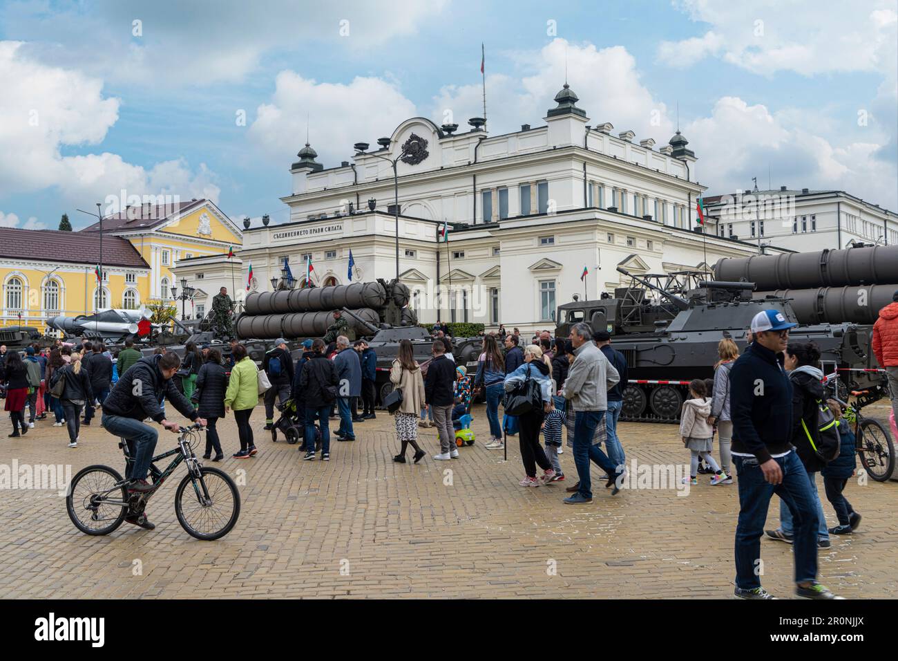 Sofia, Bulgaria. May 6th, 2023. Armored military vehicles lined up for ...