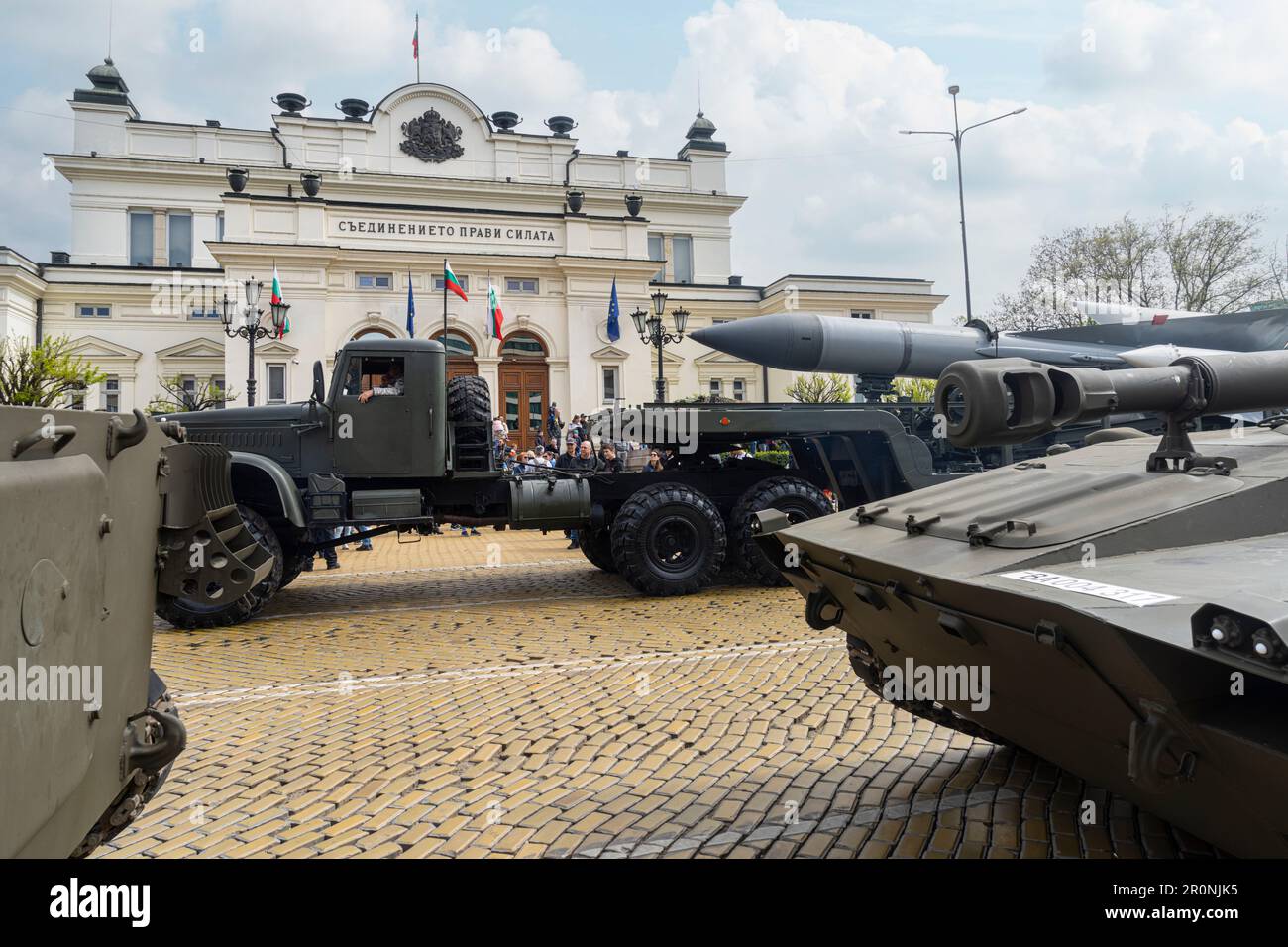 Sofia, Bulgaria. May 6th, 2023. Armored military vehicles lined up for ...