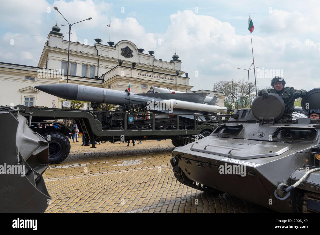 Sofia, Bulgaria. May 6th, 2023. Armored military vehicles lined up for ...