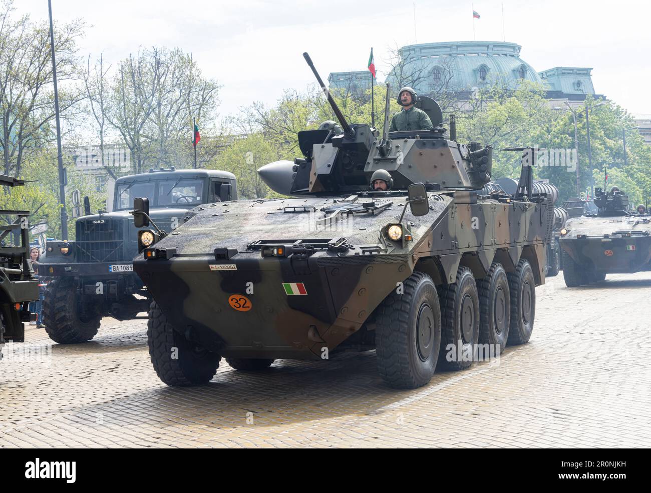 Sofia, Bulgaria. May 6th, 2023. Italian armored military vehicles lined ...