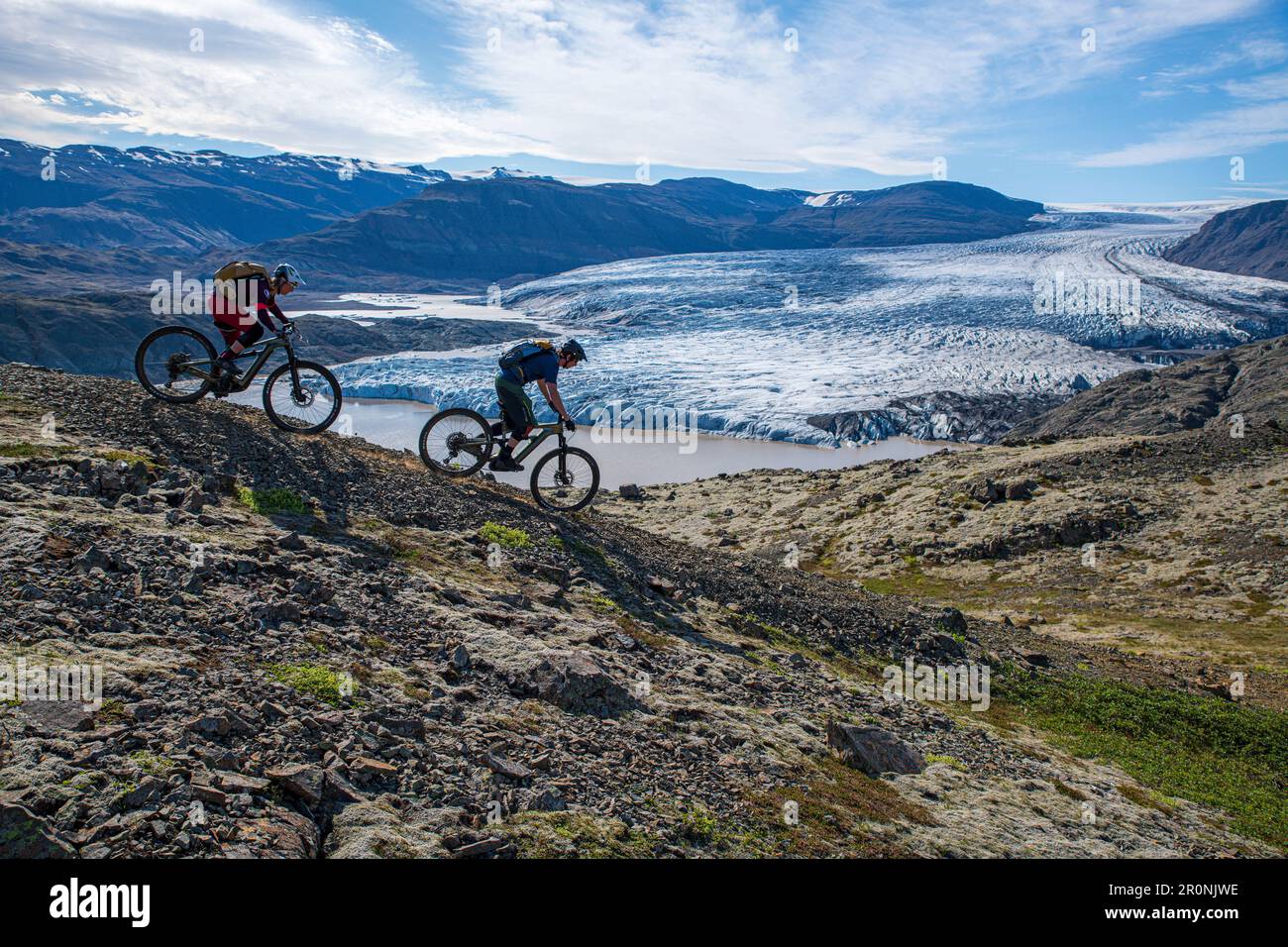 Iceland, road trip, midsummer night, mountain bike, MTB, glacier ...