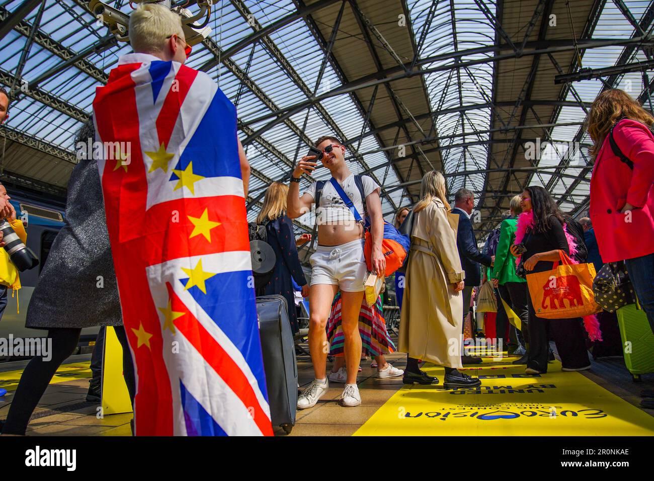 Two trains carrying 170 Eurovision song contest superfans arrive into ...