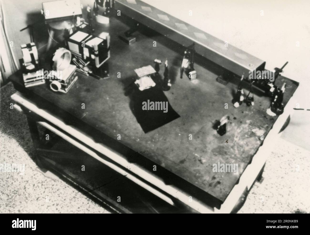 The table on which is made the photographic process of microfilming ...