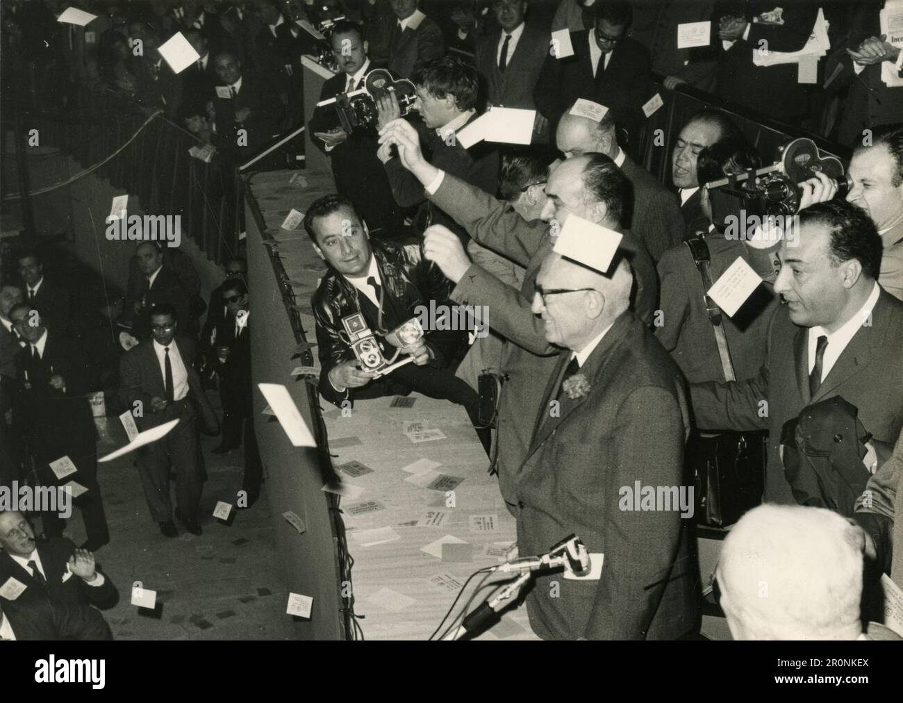Italian socialist leader Pietro Nenni and other socialist politicians ...