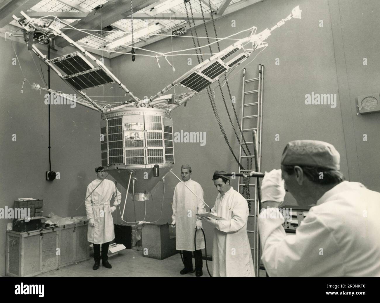 English aviator Sheila Scott at the controls of a training aircraft, UK ...