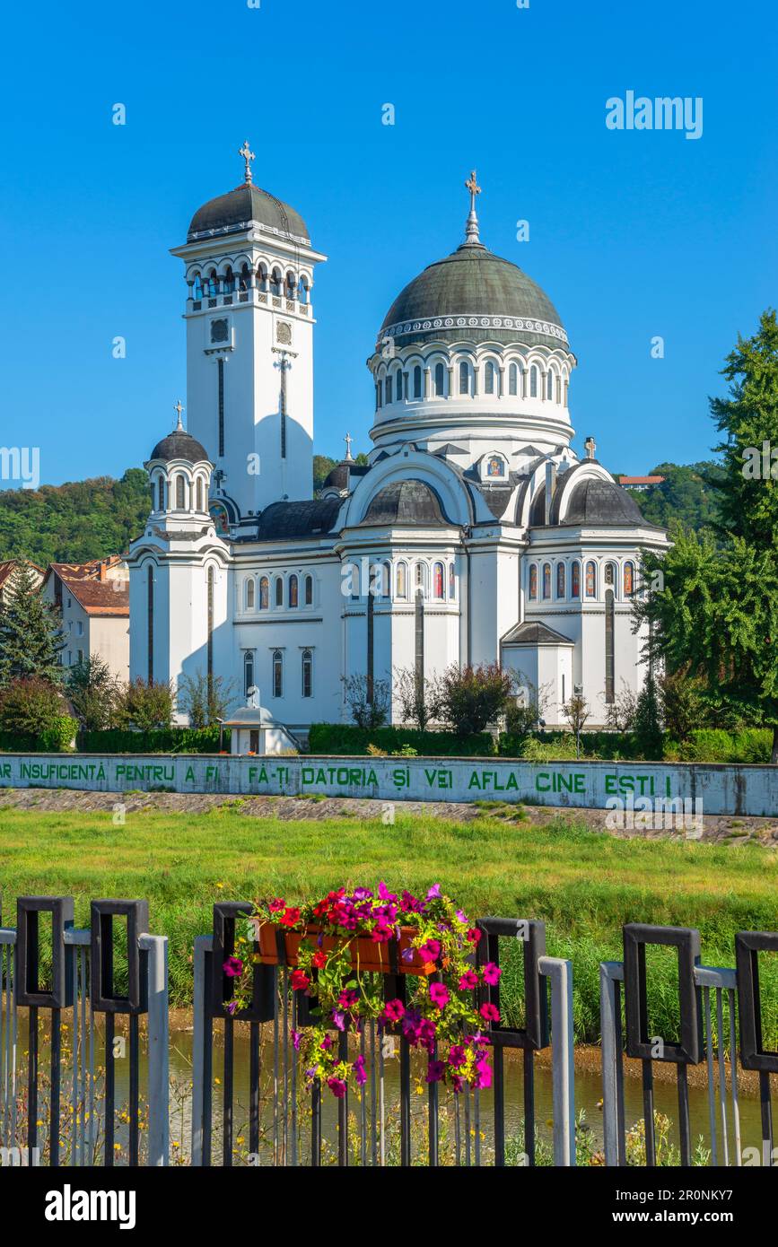Tarnava Vare river with Holy Trinity Church Biserica Sfânta Treime ...