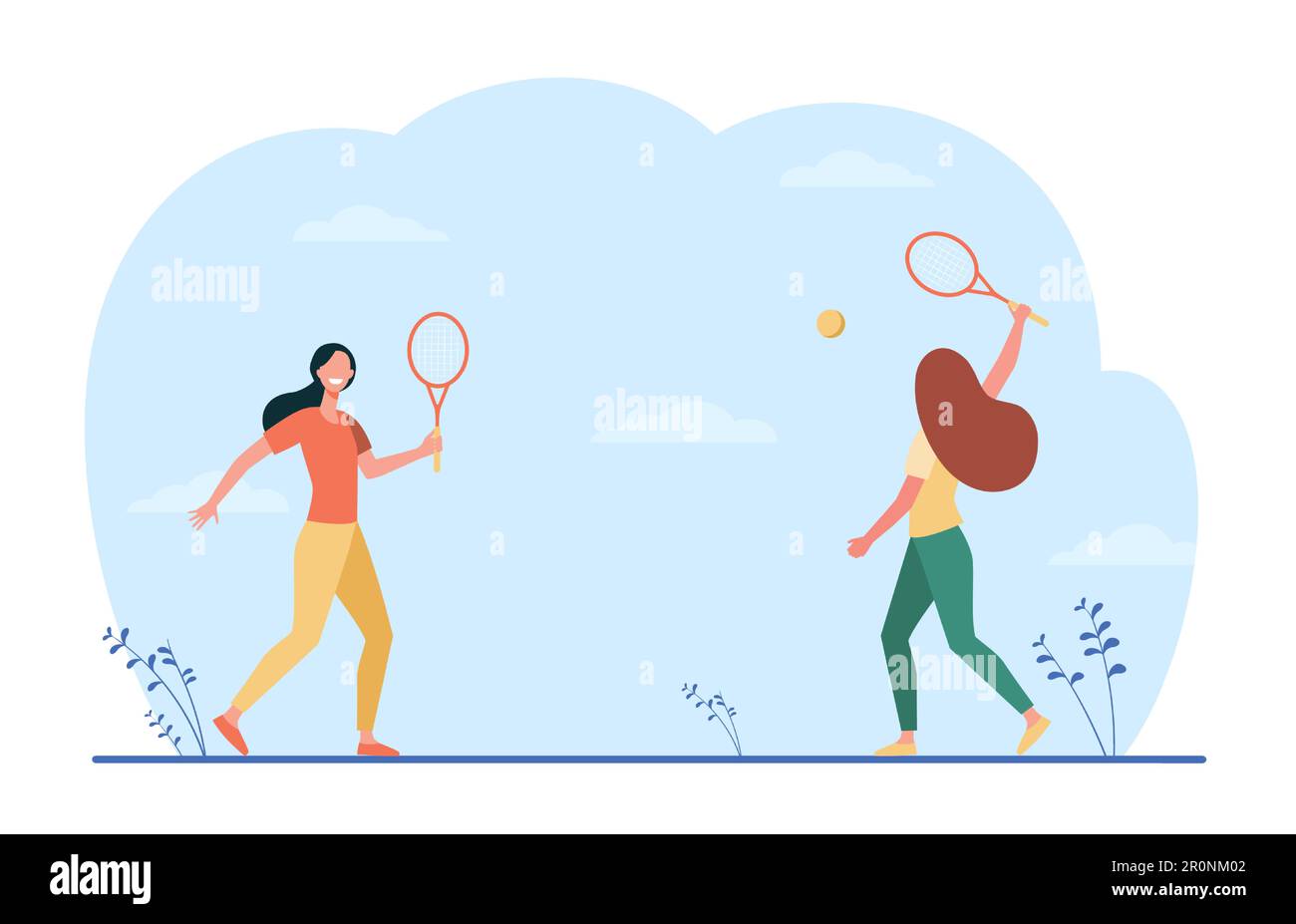 Happy women playing in badminton outdoors Stock Vector Image & Art - Alamy
