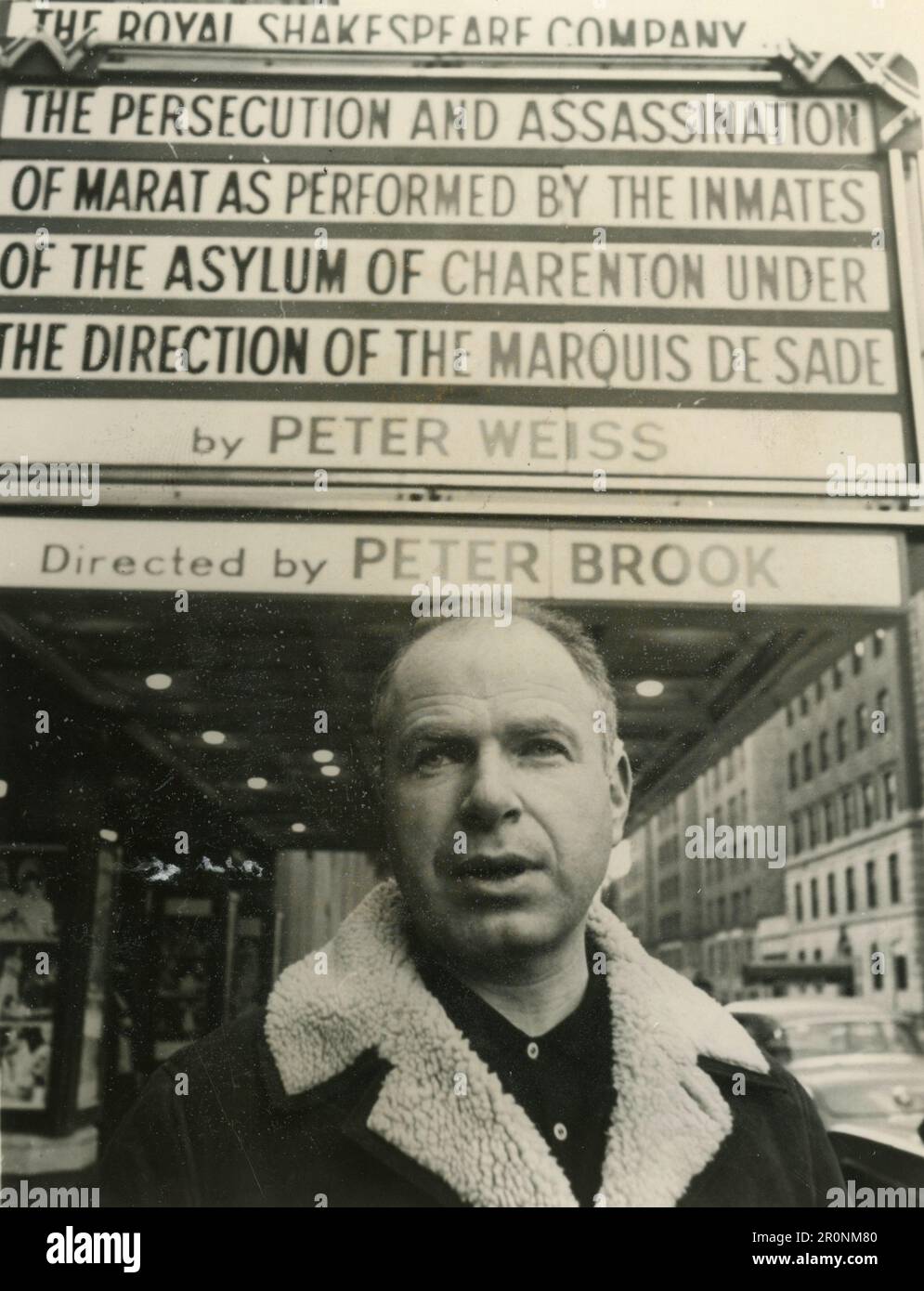 English stage director Peter Brook outside the New York Theatre, USA ...