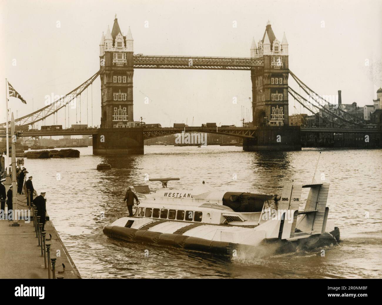 SR.N6 Hovercraft alongside Tower Pier, London UK 1965 Stock Photo - Alamy