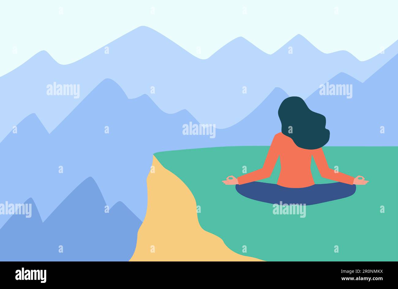 Back view of lady meditating in mountains Stock Vector Image & Art - Alamy