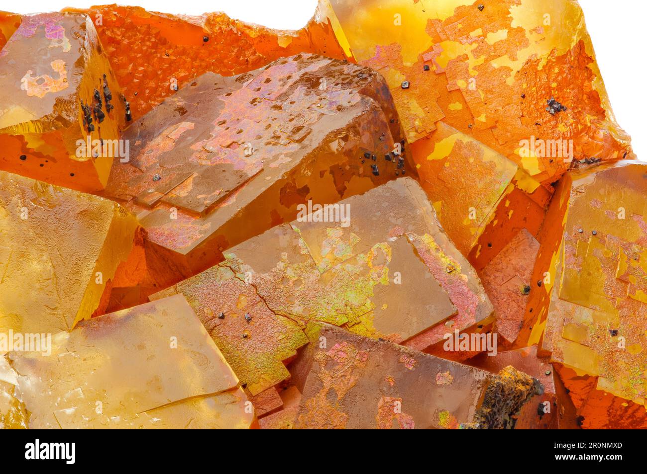 yellow fluorite. macro detail texture background. close-up raw rough ...