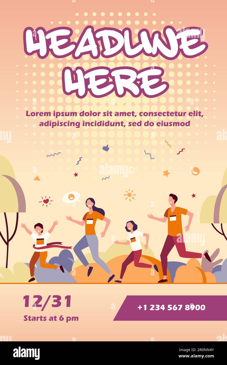 Happy family running in park Stock Vector Images - Alamy