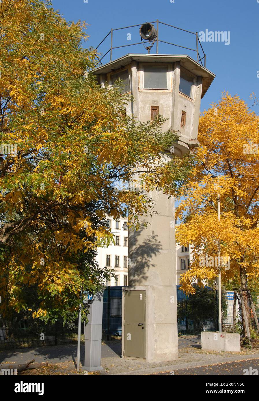 Berlin, Germany: An old watchtower from the time of the Berlin Wall ...