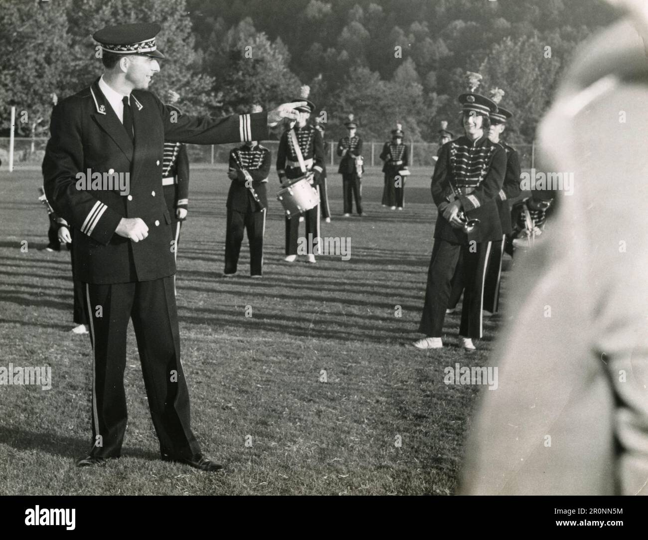 Bandsmen line up behind director Fred Marzan during rehearsal at ...