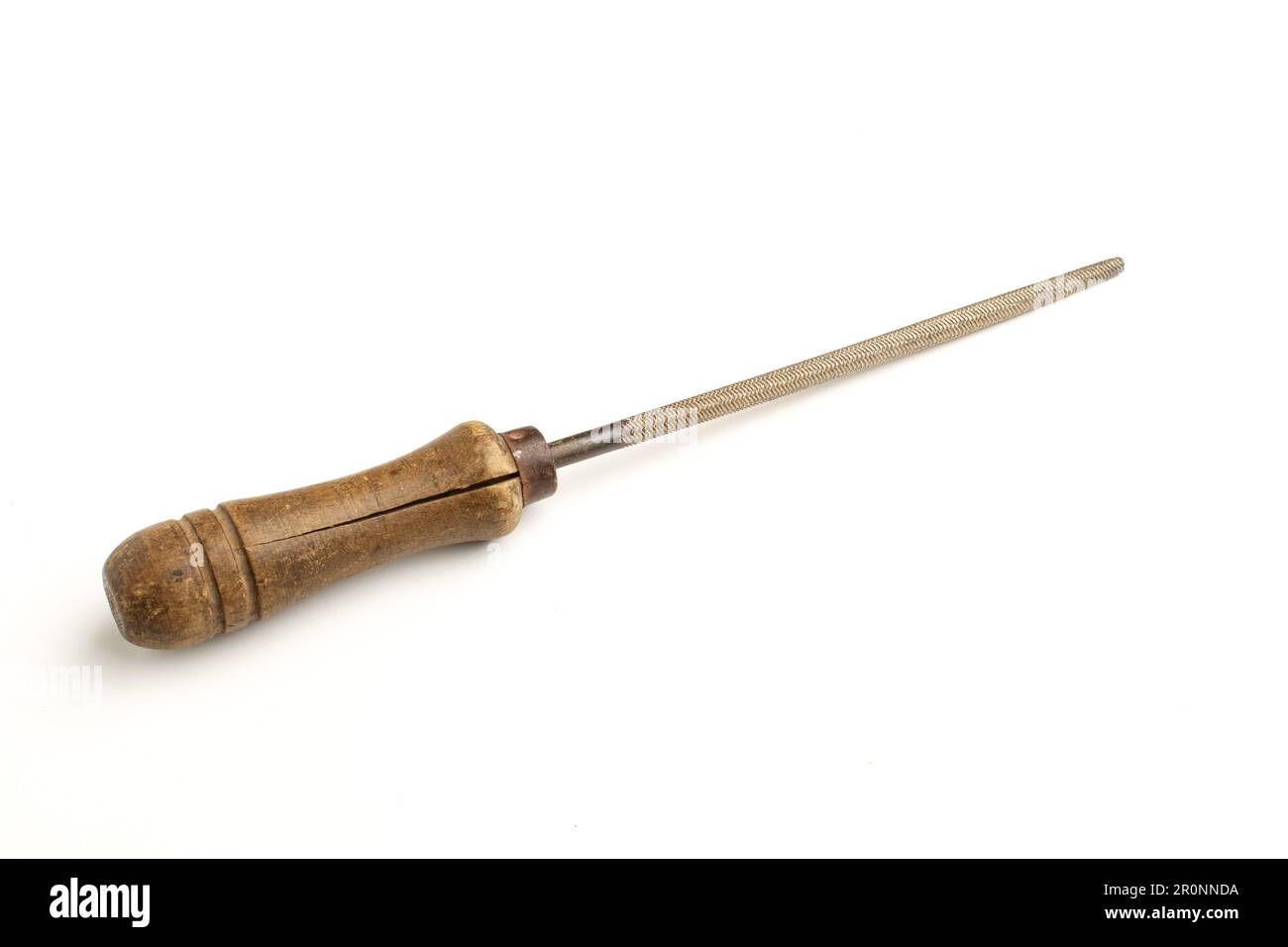 Round file with wooden handle on a white background with copy space ...