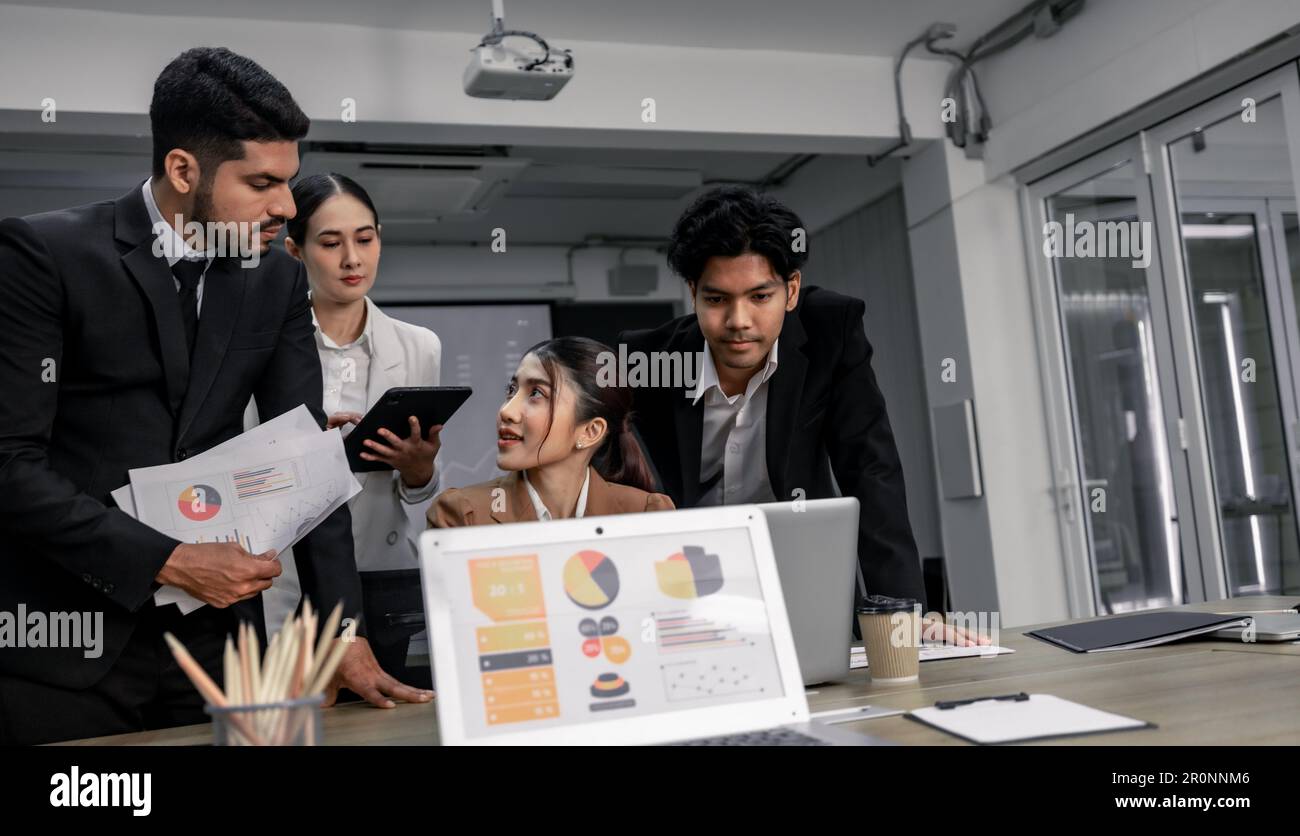 Financial advisors collaborate to assess a company's financial ...