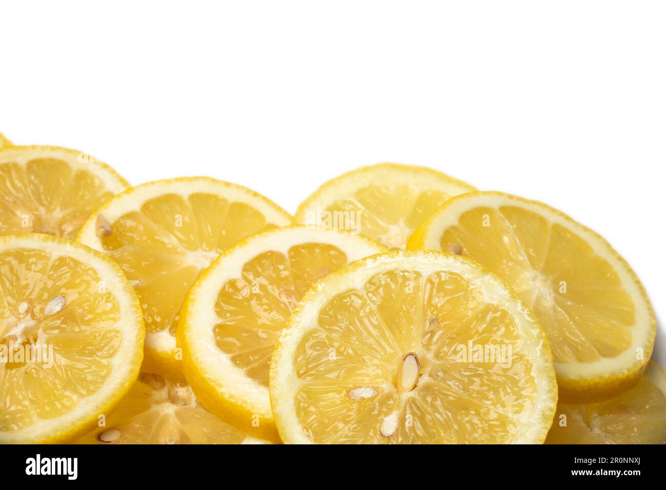vertical overlapping lemon slices footer on white background with copy space Stock Photo - Alamy