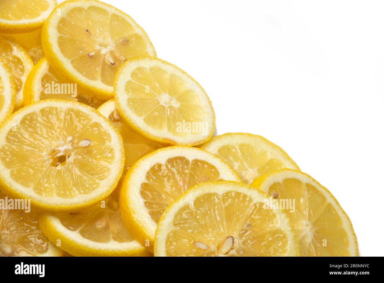 vertical overlapping lemon slices footer on white background with copy space Stock Photo - Alamy