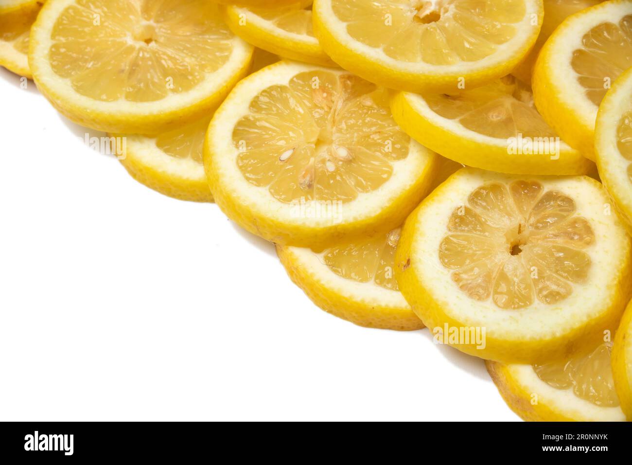 vertical overlapping lemon slices footer on white background with copy space Stock Photo - Alamy