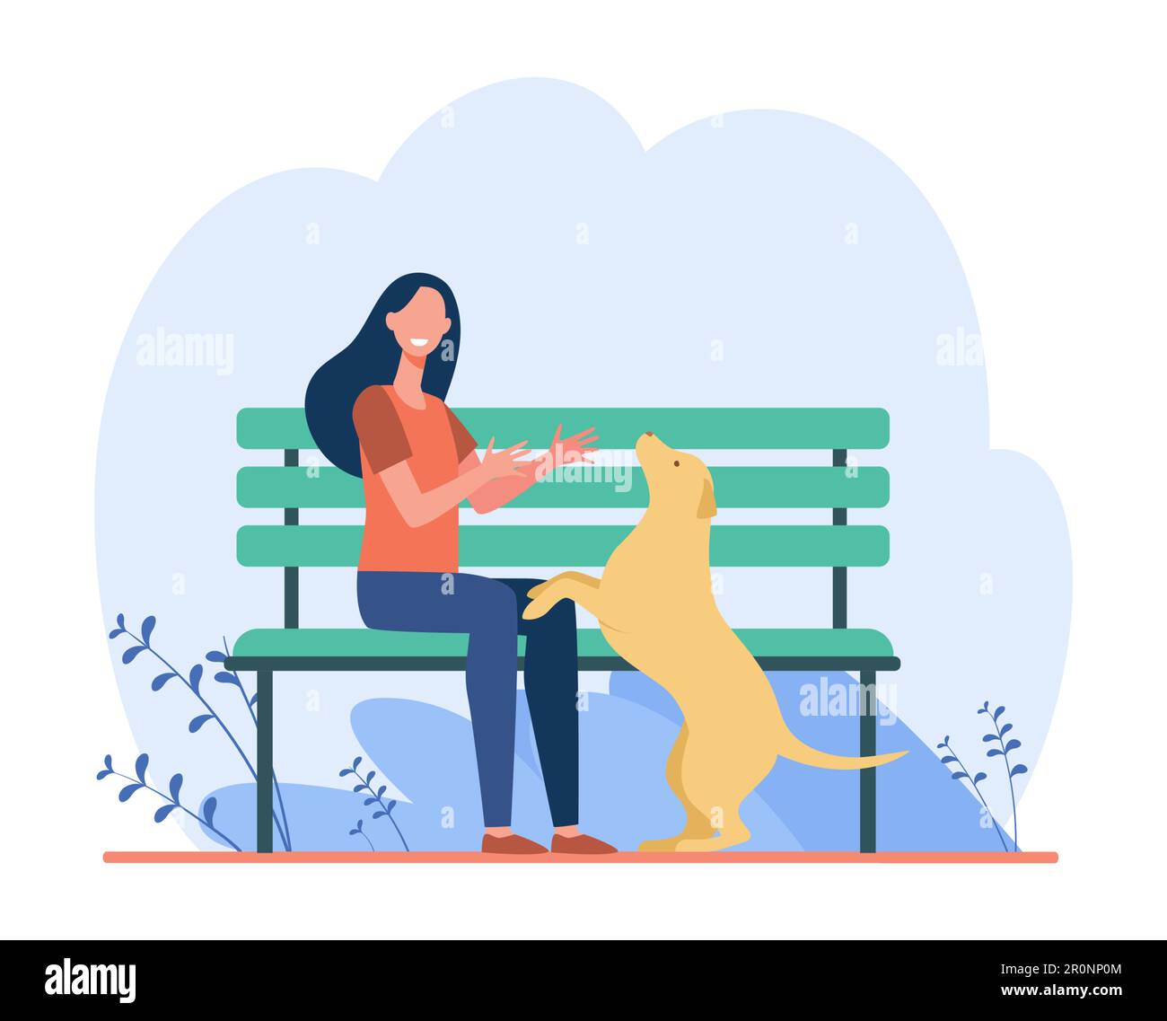 Happy owner walking cute Cut Out Stock Images & Pictures - Alamy