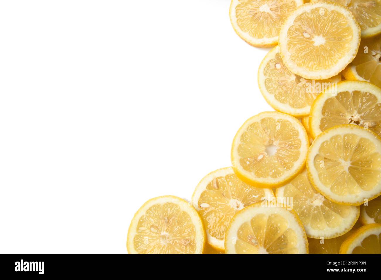 vertical overlapping lemon slices footer on white background with copy space Stock Photo - Alamy