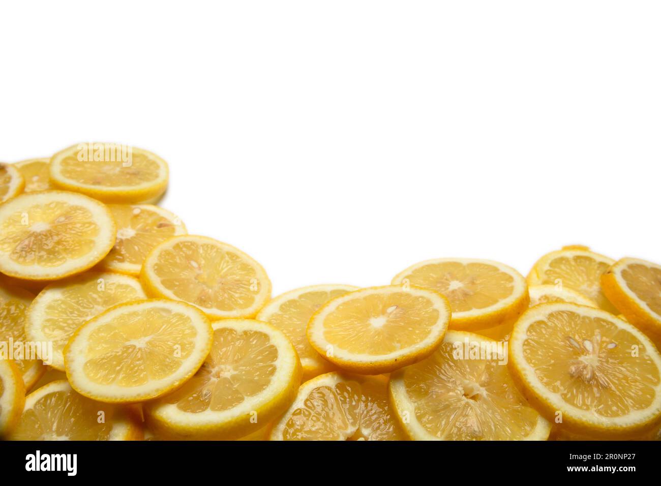 vertical overlapping lemon slices footer on white background with copy space Stock Photo - Alamy