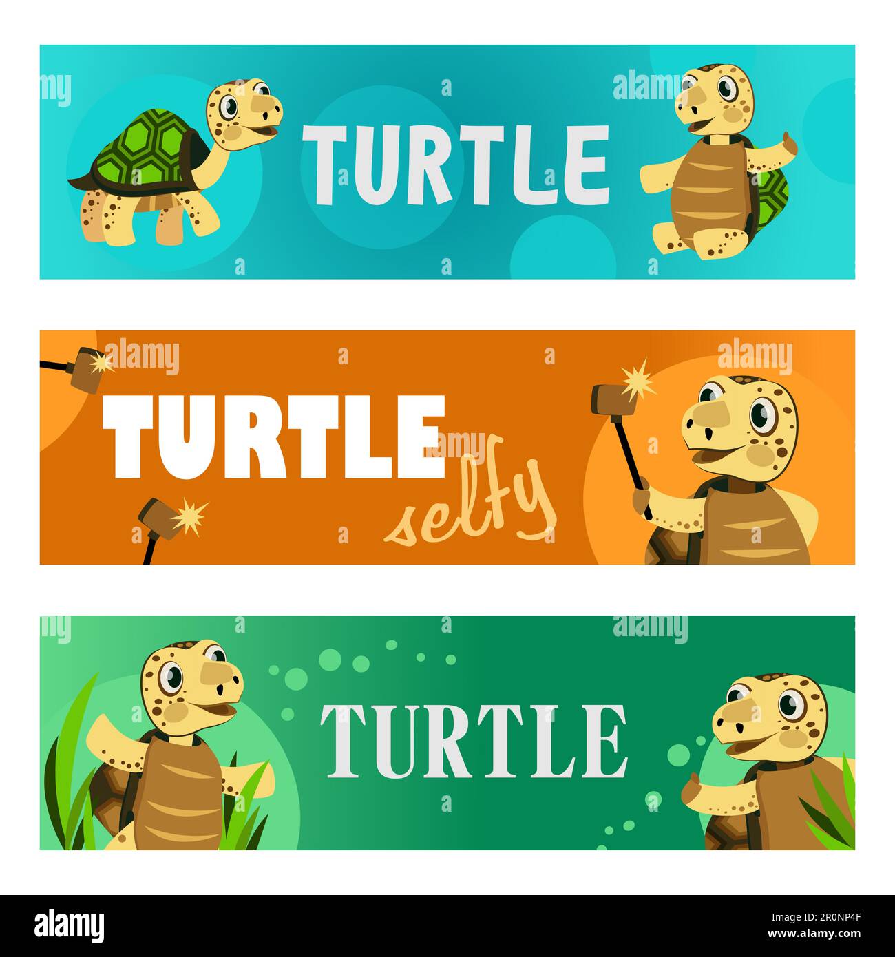 Creative banner designs with lovely turtles Stock Vector Image & Art ...