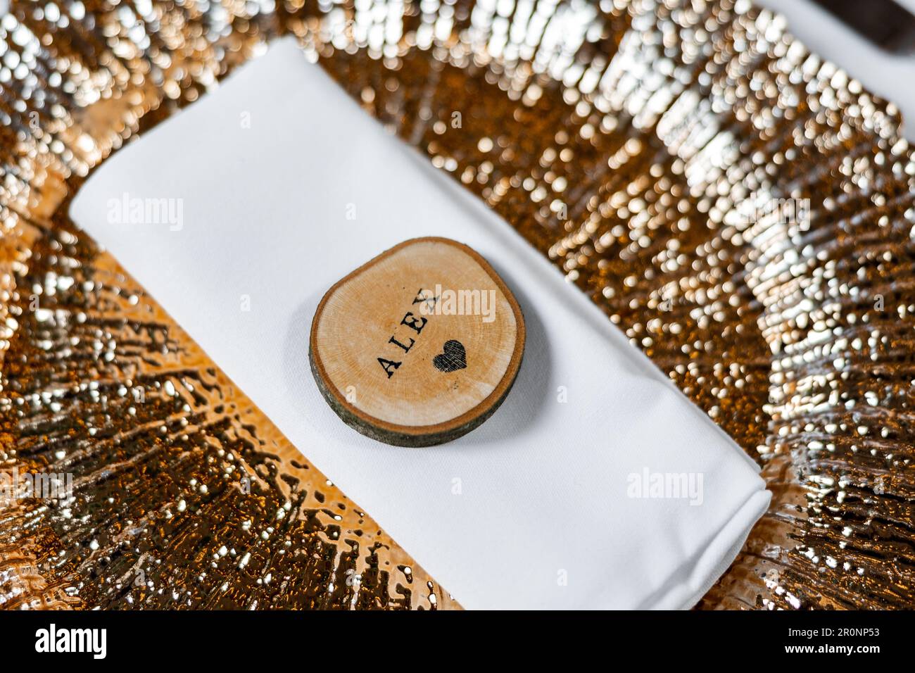 The name Alex - Stunning gold plated dinner plate with wooden name tag ...