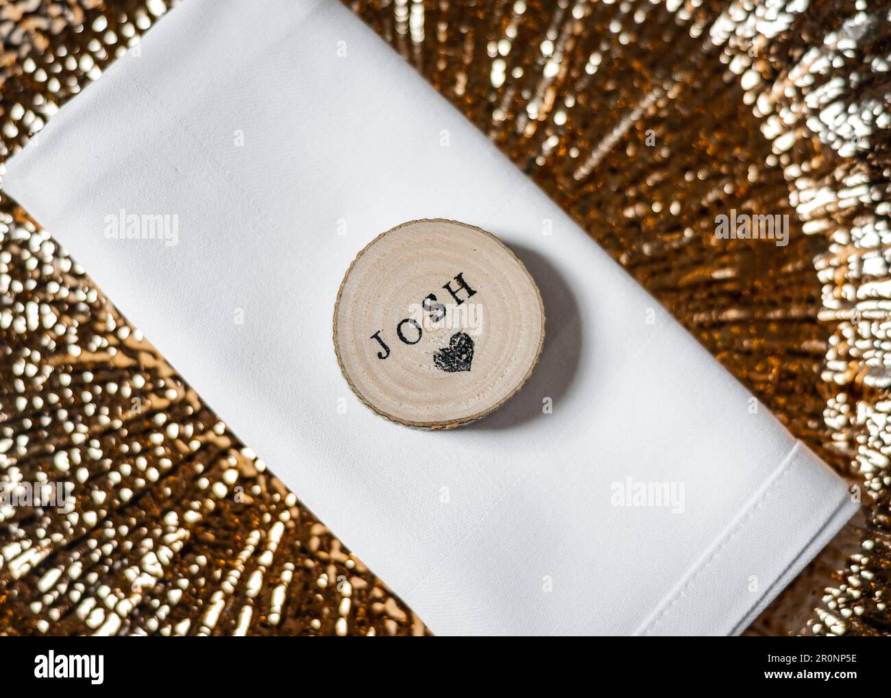 The name Josh - Stunning gold plated dinner plate with wooden name tag ...