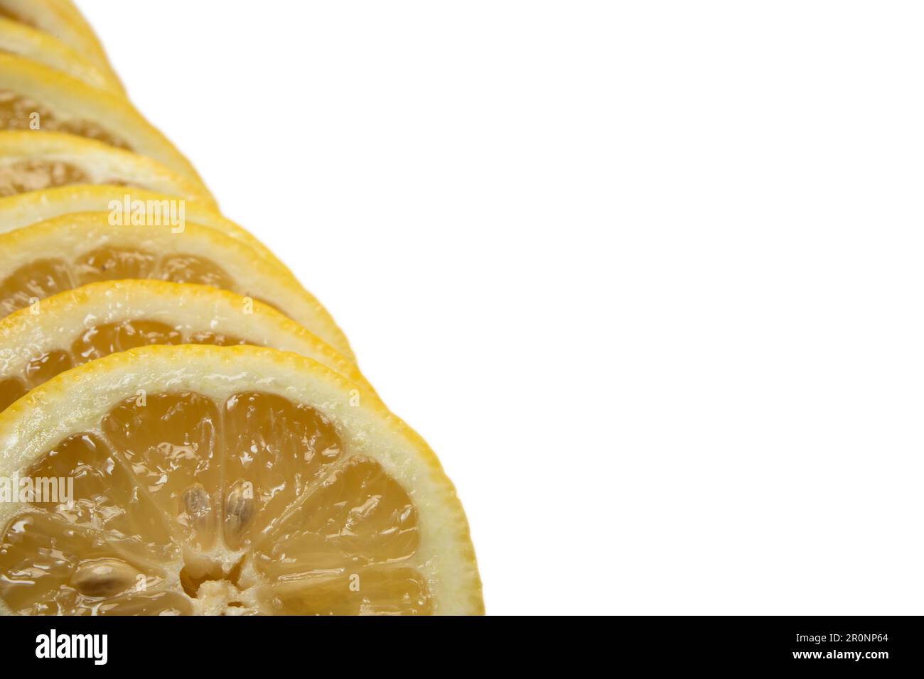 vertical overlapping lemon slices footer on white background with copy space Stock Photo - Alamy