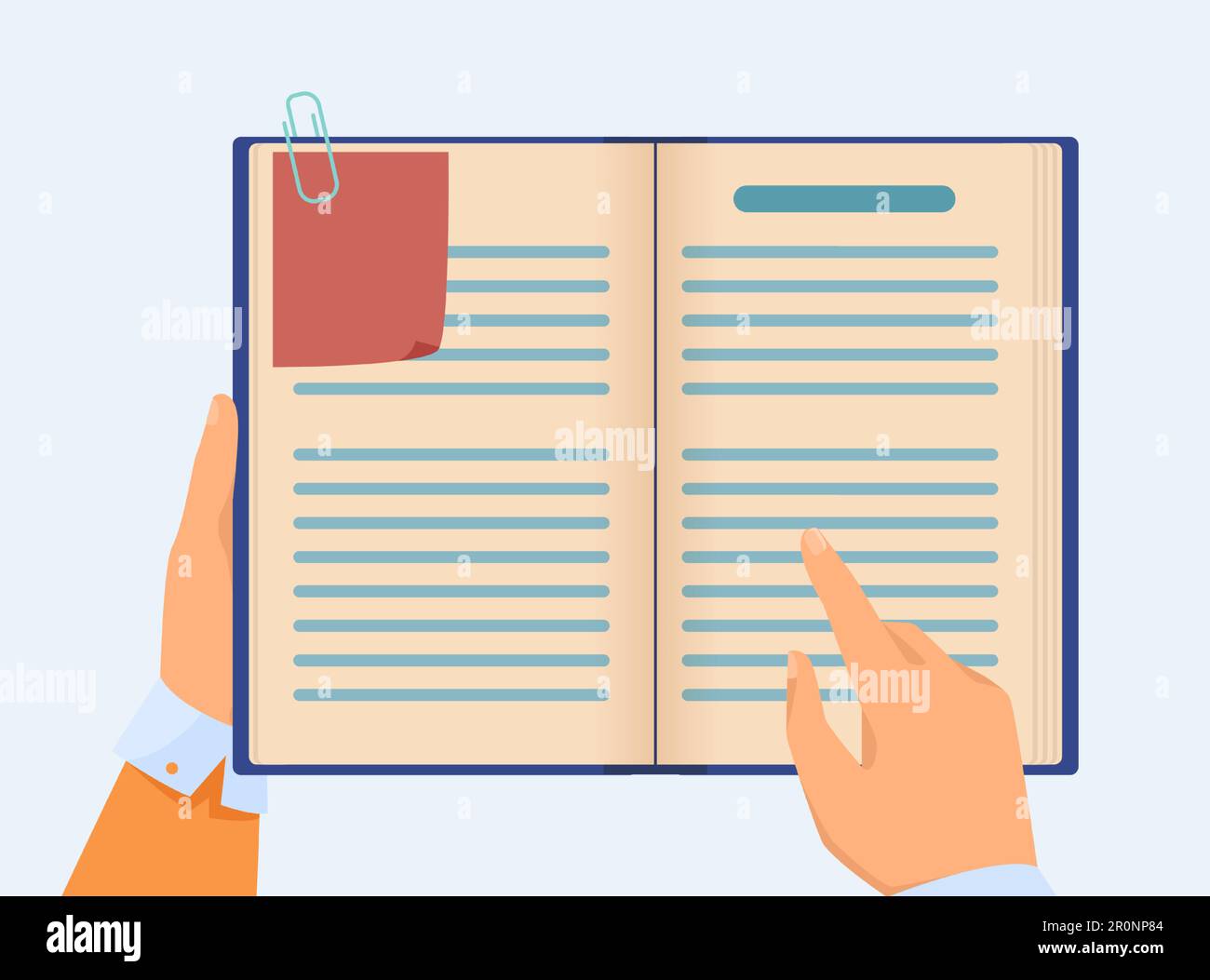 Hand of manager checking notes in notebook Stock Vector Image & Art - Alamy