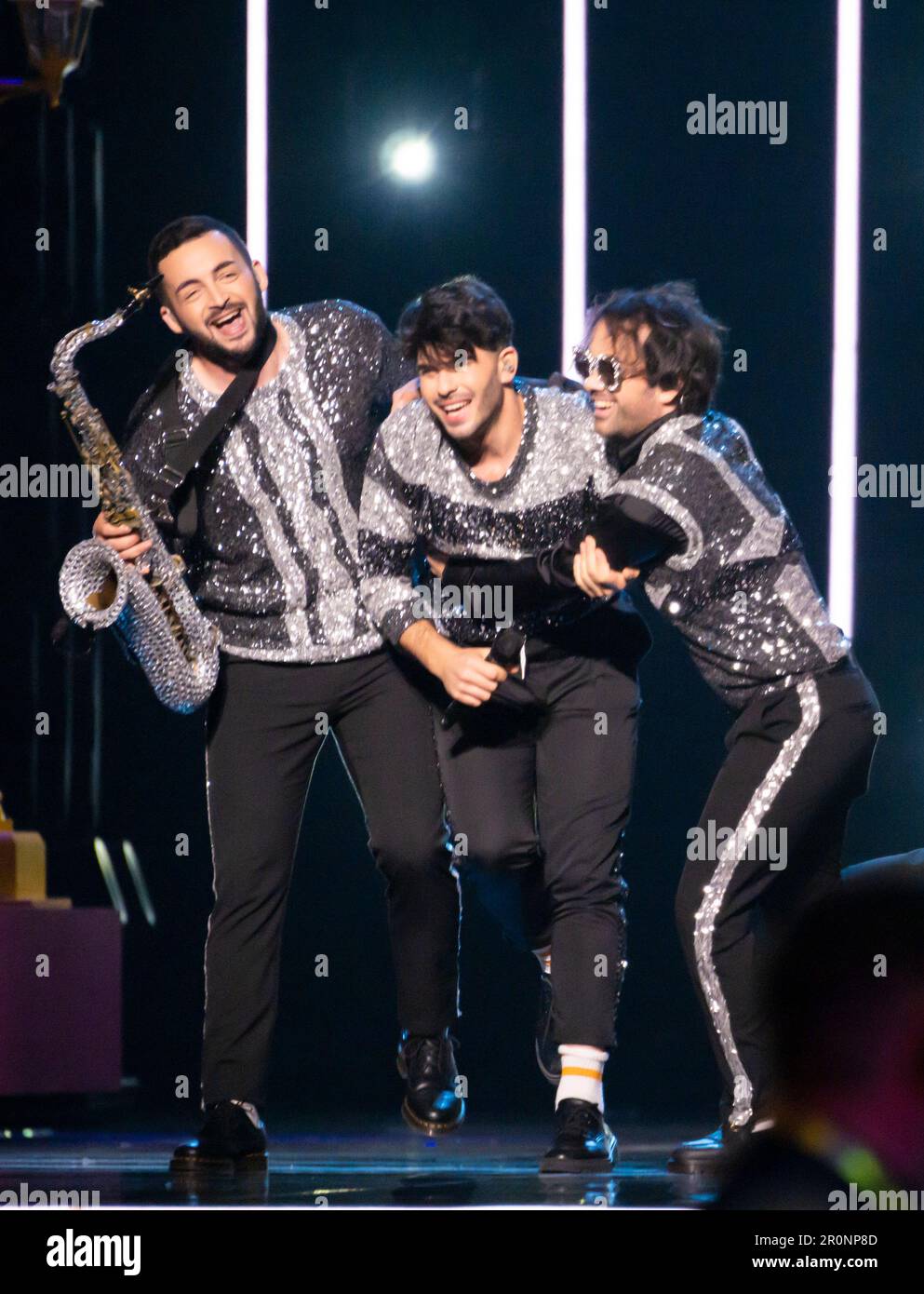 Liverpool, UK. May 8, 2023. The Busker rehearsing for Malta with the ...