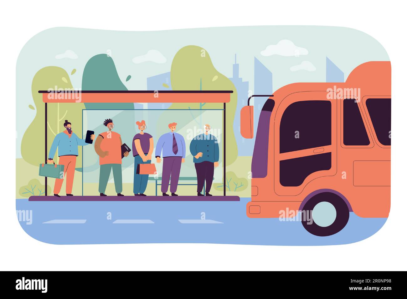 Passengers waiting for transport at bus stop Stock Vector Image & Art ...
