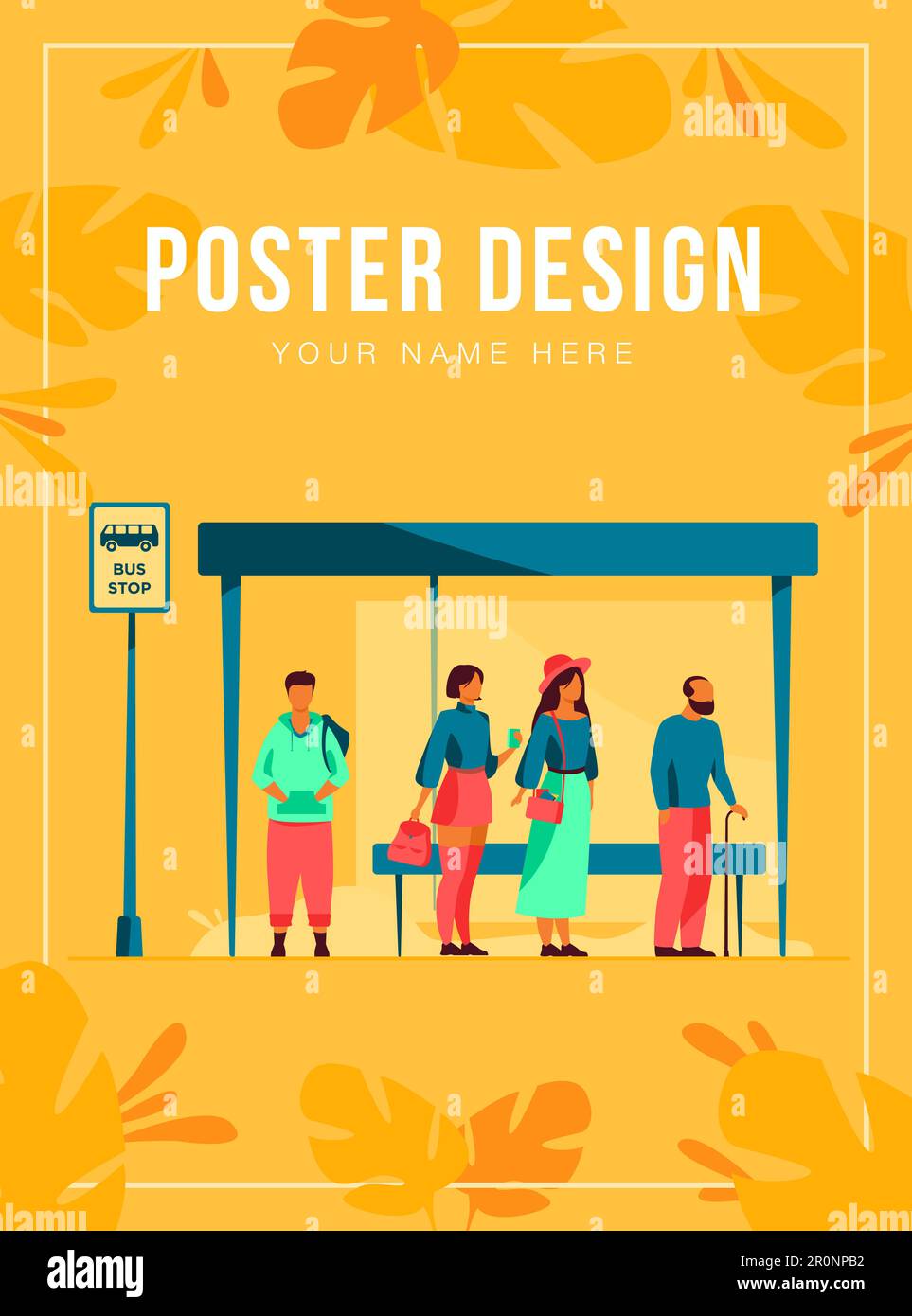 Passengers waiting for public transport at bus stop Stock Vector Image ...