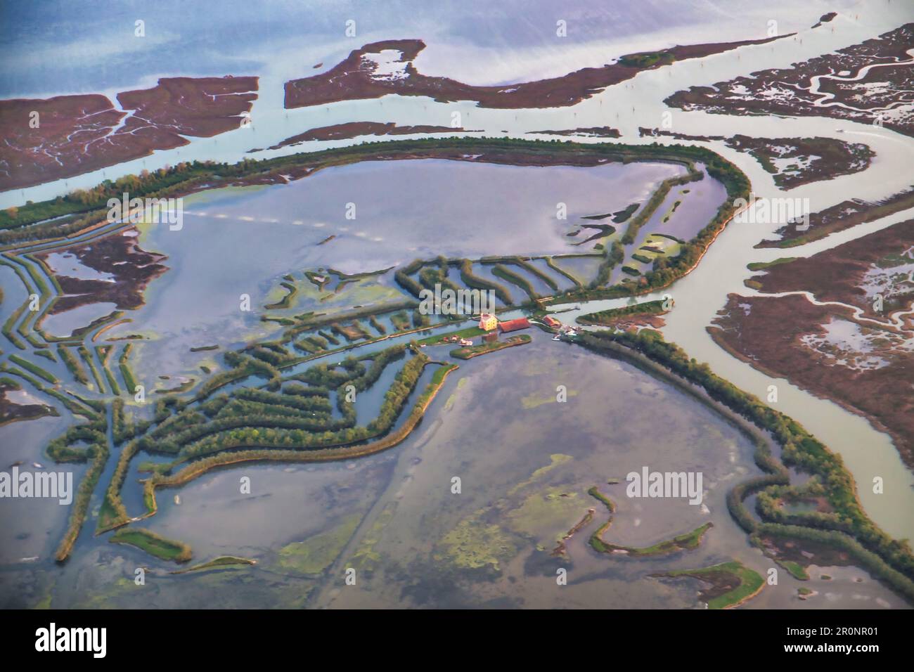 Aerial view of a small farm in the venetian lagoon Stock Photo - Alamy