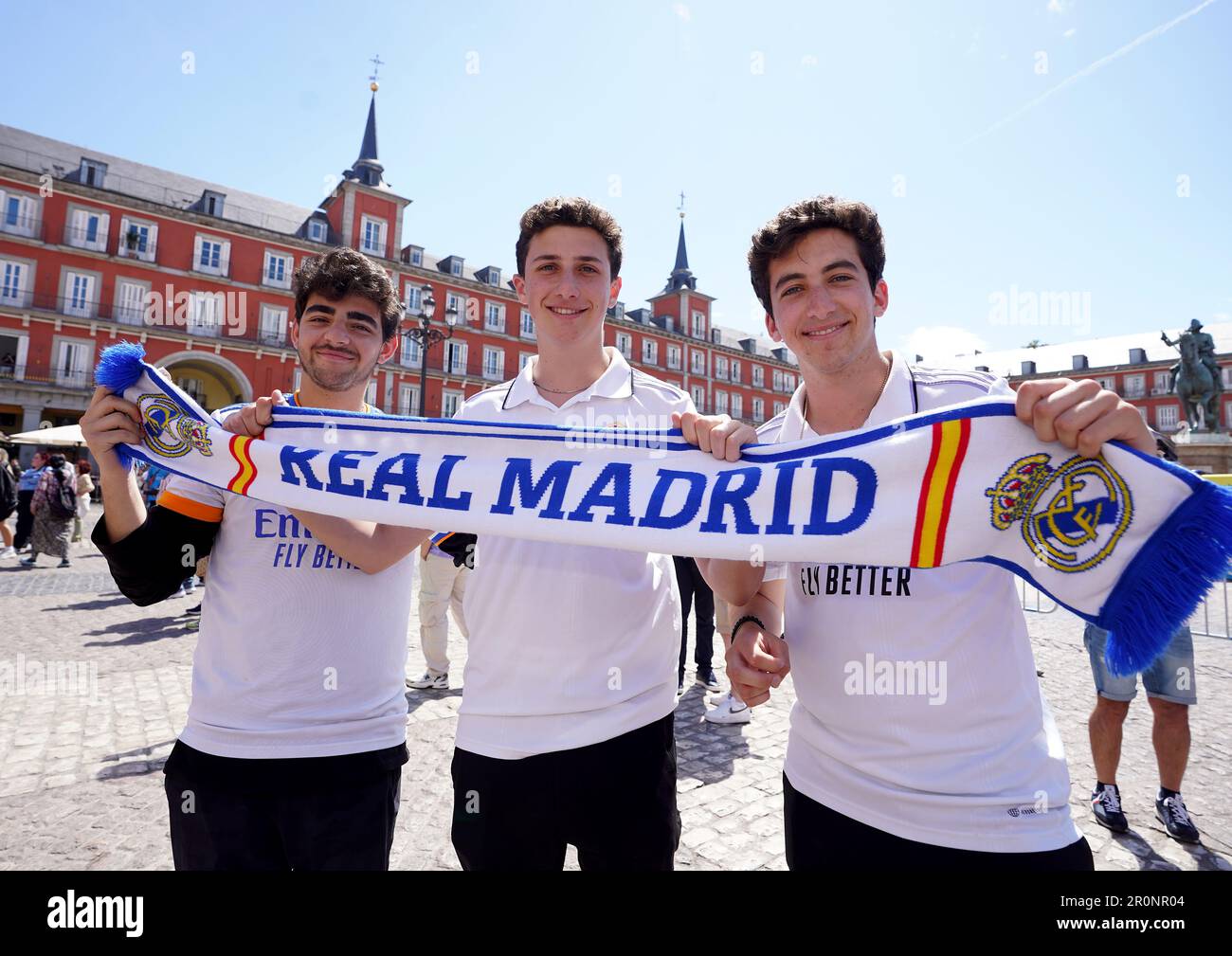 Real Madrid fans in Plaza Mayor ahead of the UEFA Champions League ...