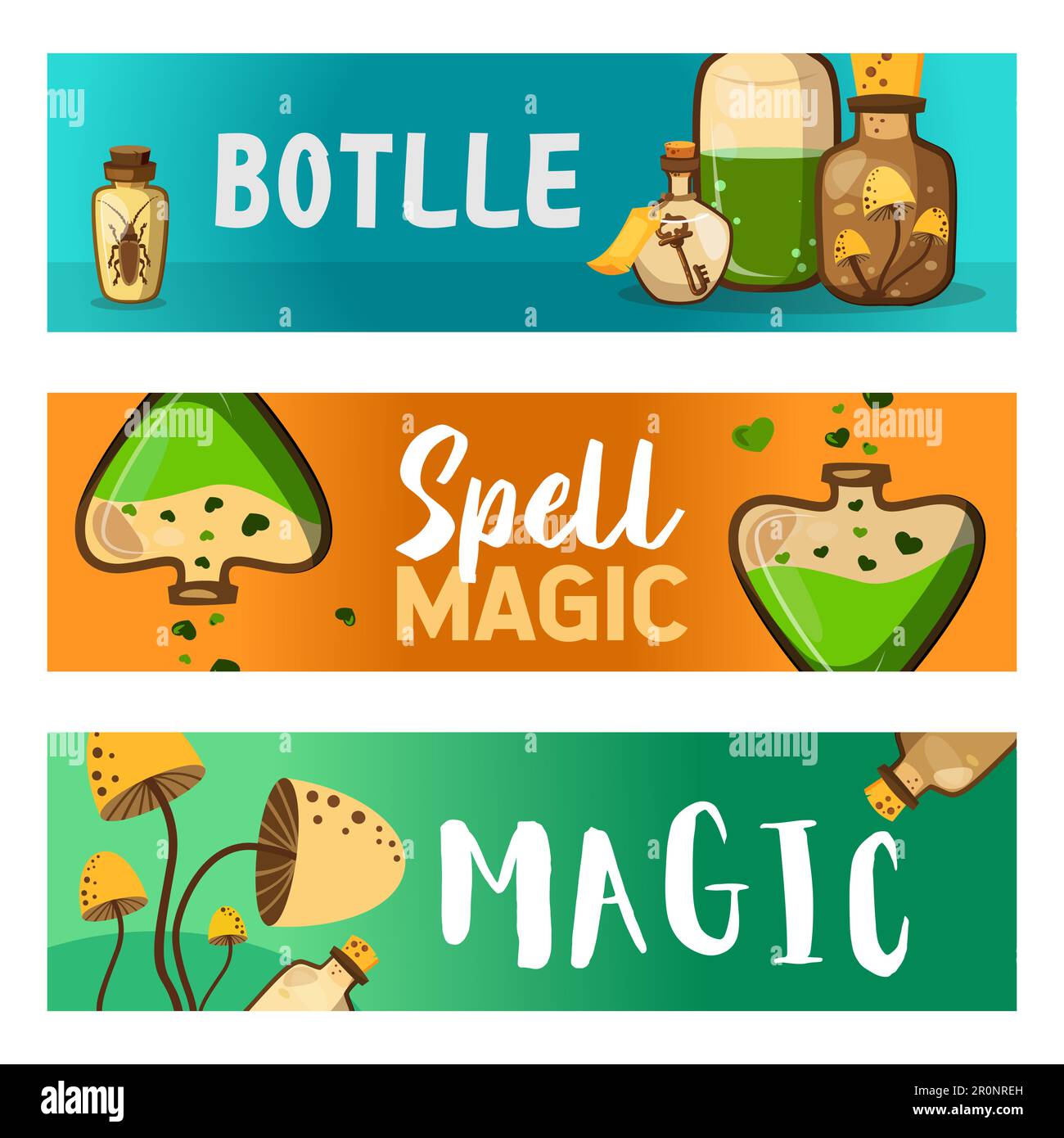 Creative banner designs with magic bottles Stock Vector Image & Art - Alamy