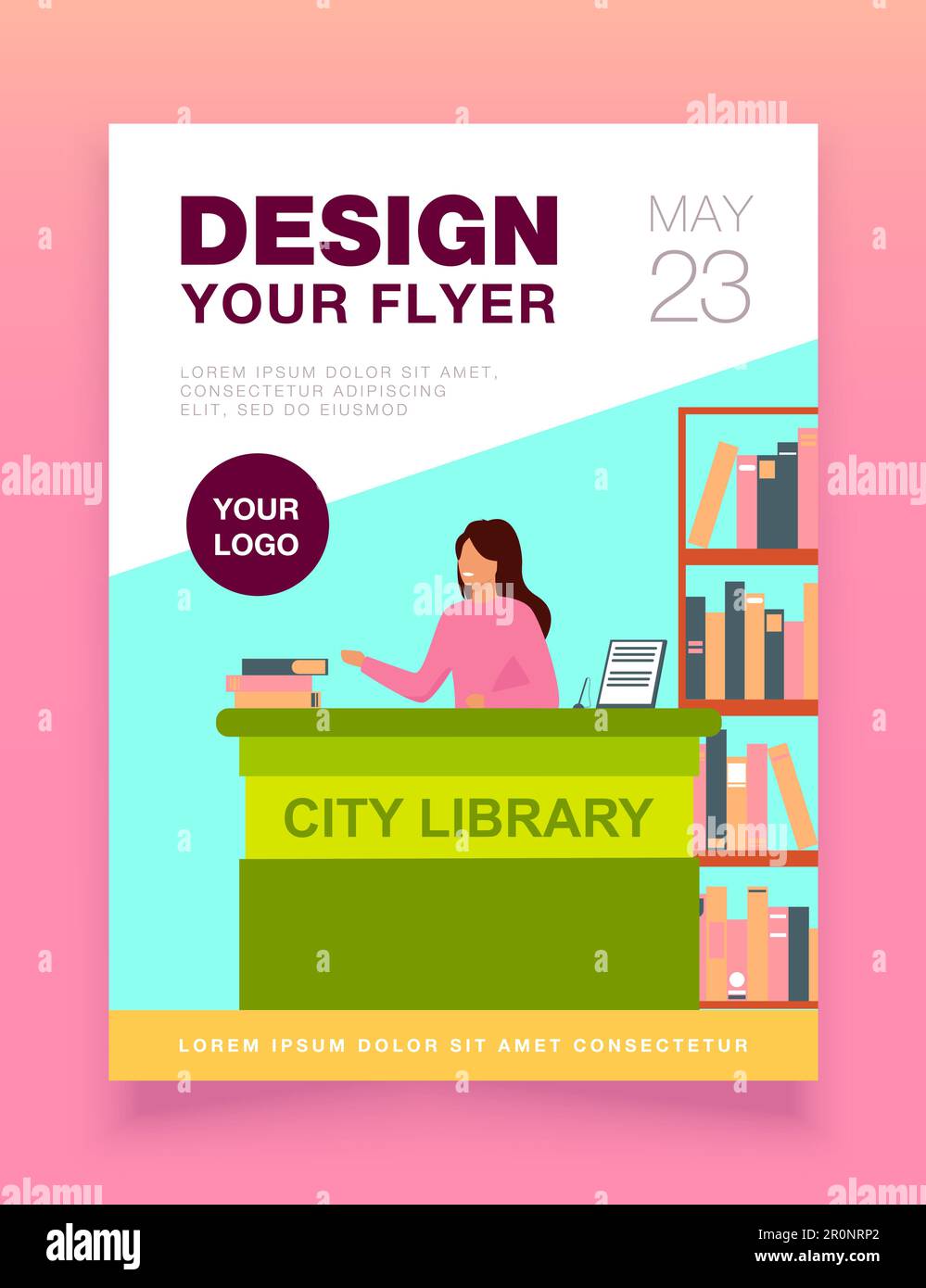 Female smiling librarian standing at counter Stock Vector Image & Art ...