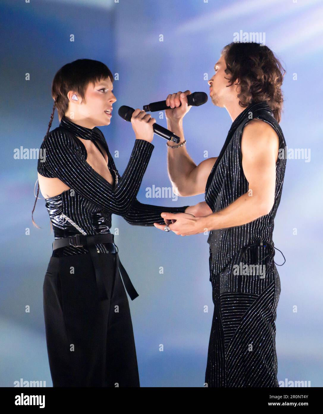 Liverpool, UK. May 8, 2023. Mia Nicolai and Dion Cooper rehearsing for ...